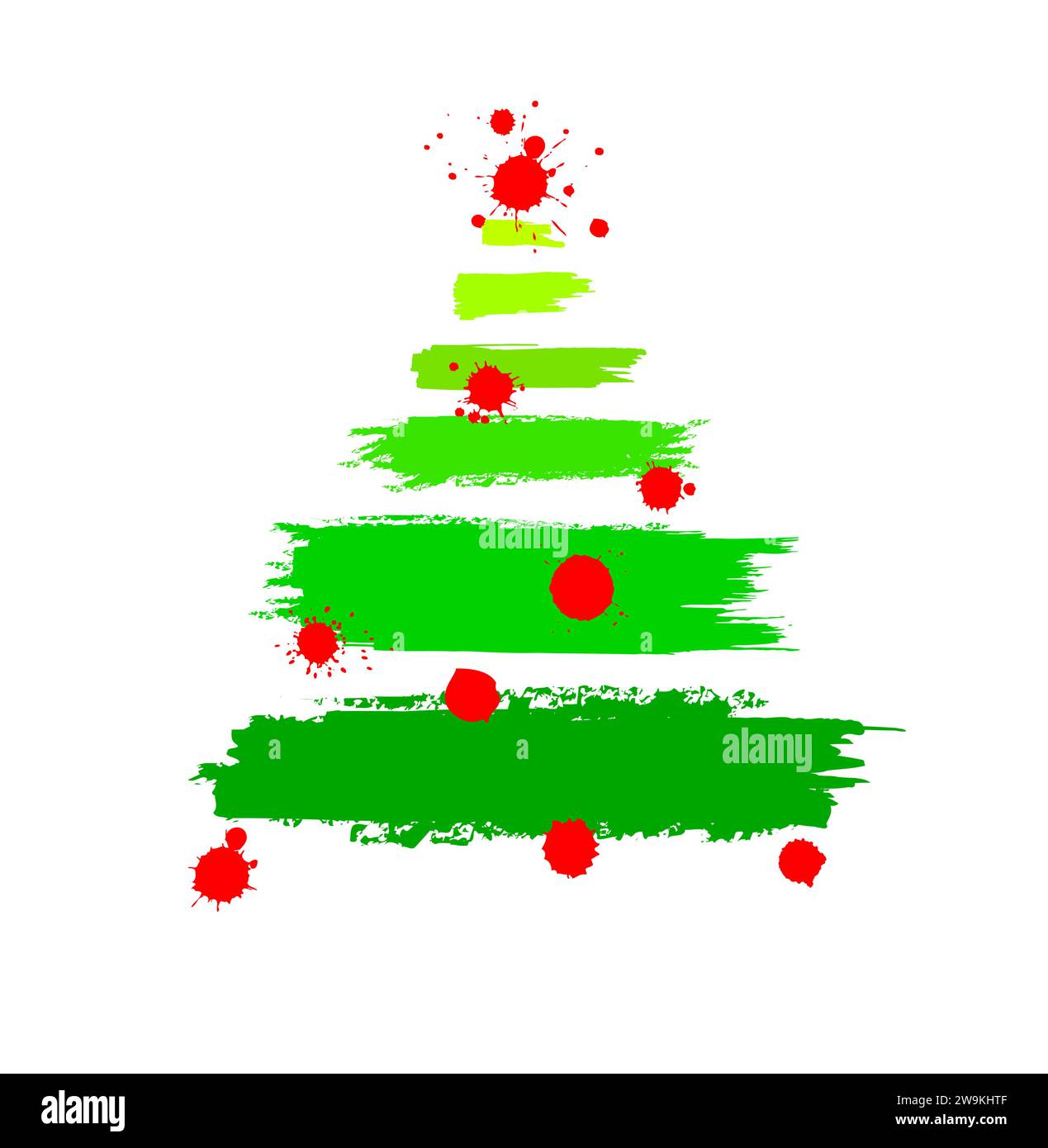 Christmas tree of paint strokes with red balls. hand drawing. Not AI ...