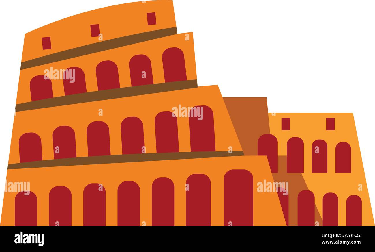 Simple colorful flat drawing of the COLOSSEUM, ROME Stock Vector Image ...