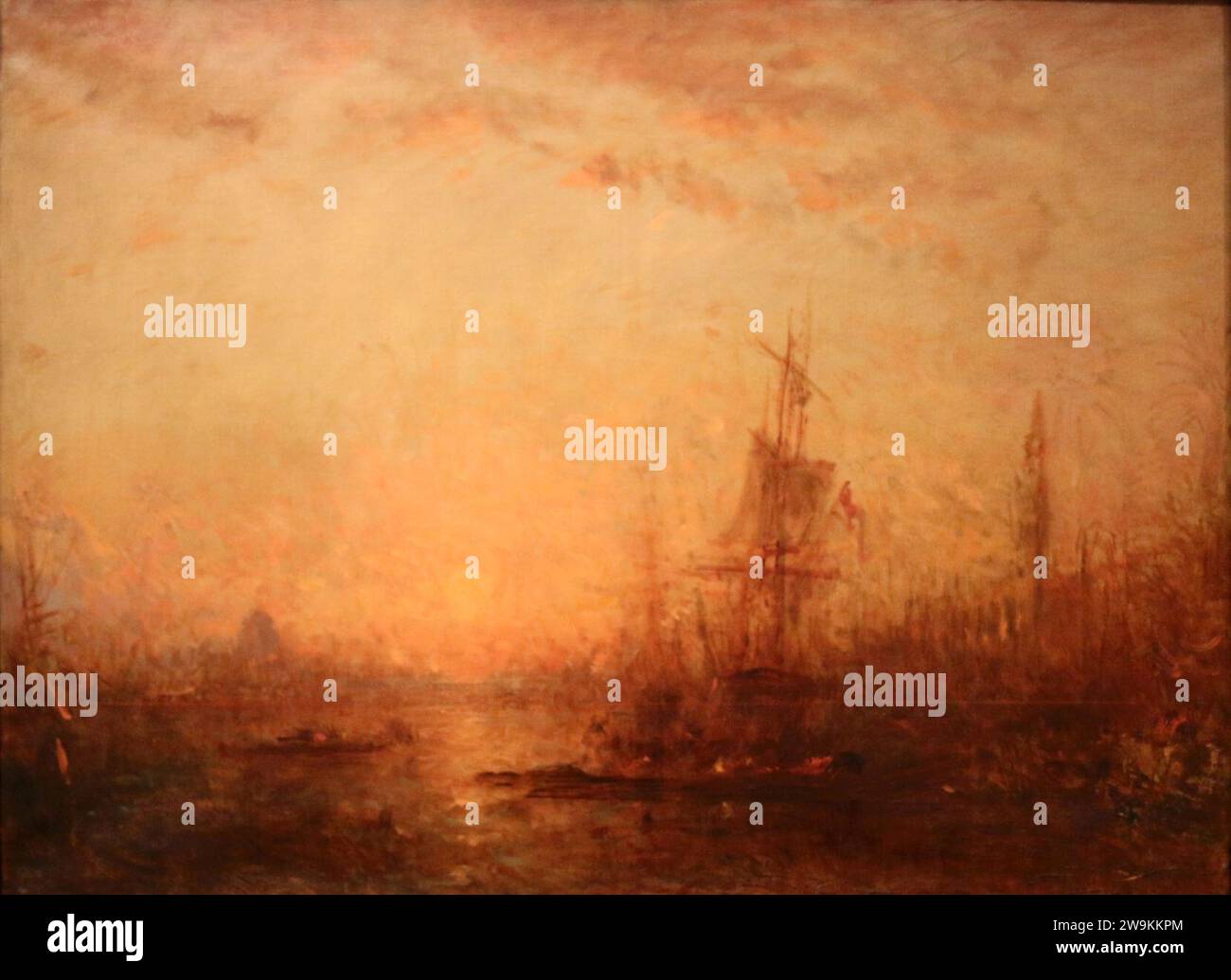 Ziem Félix - Venise, grand canal avec le campanile au coucher de soleil ...