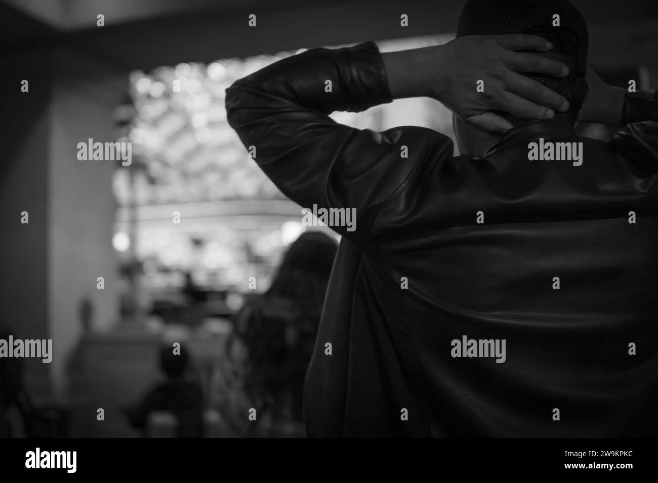 Black and White photo of a man fixing his hat in Las Vegas Stock Photo ...