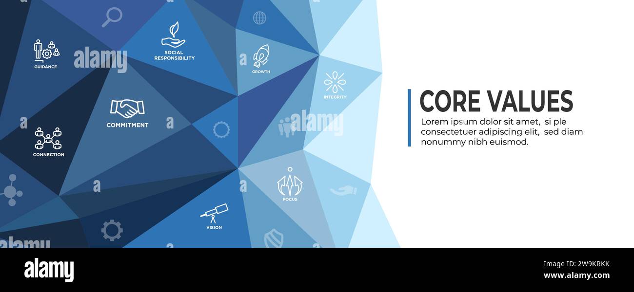 Core Values Web Header Banner - Integrity Mission and Vision Icons Stock Vector Image & Art - Alamy