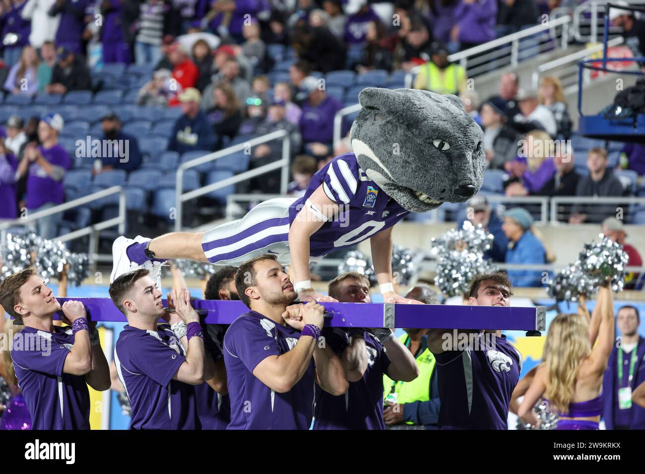 ORLANDO, FL - DECEMBER 28: The Kansas State mascot does push ups after ...