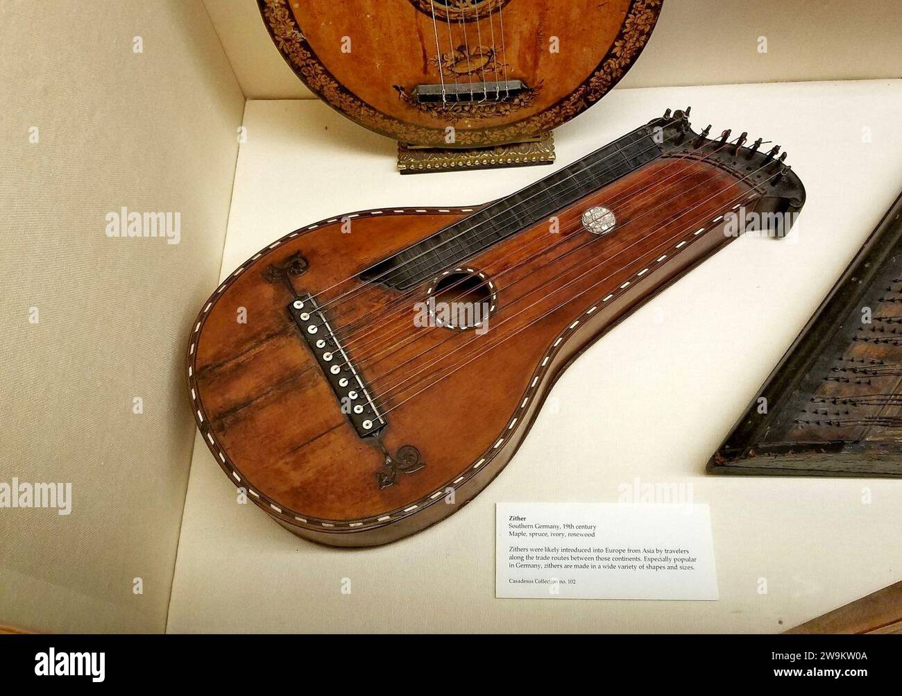 Zither, southern Germany, 1800s, maple, spruce, ivory, rosewood ...