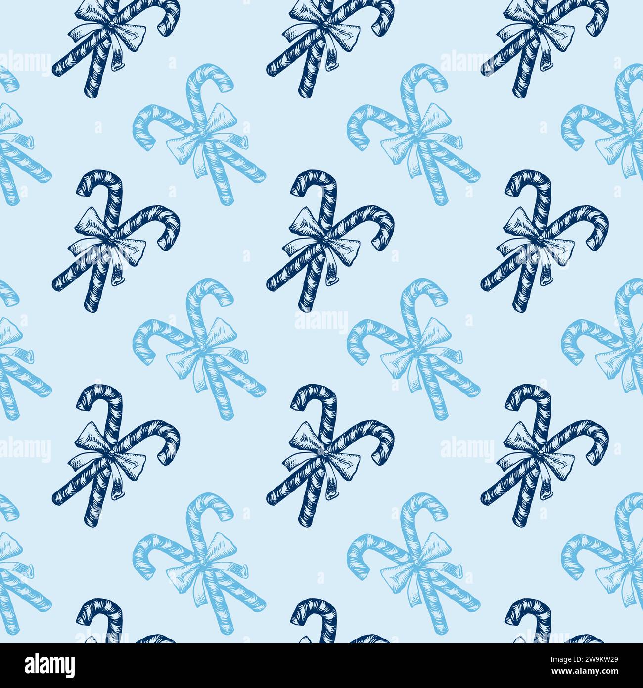 Blue and White Peppermint Candy Cane Sticks Vector Seamless Pattern ...