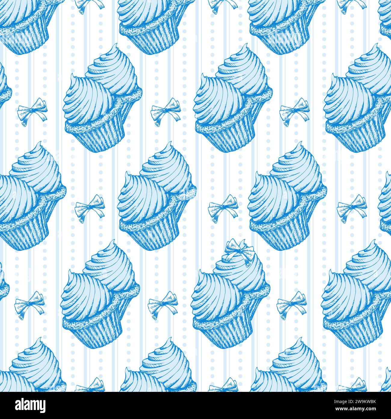 Blue and White Muffin Biscuits Sketch Sweet Cookies Striped Vertical ...