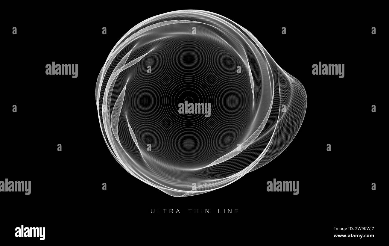 Distorted line spheres. Vector thin line glitch geometry Stock Vector ...