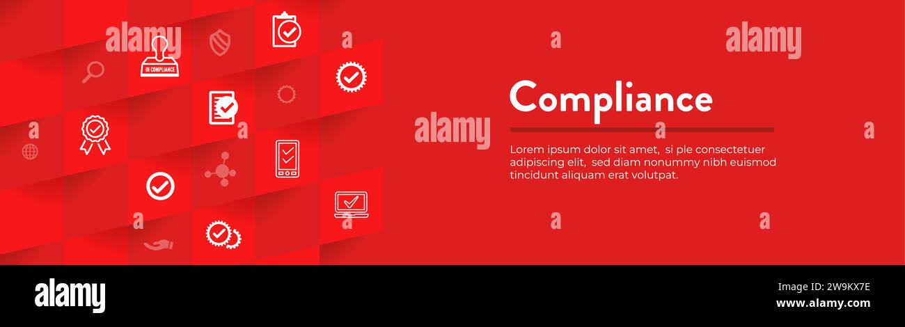 Compliance Web Header Banner - Approval and checkmark icons Stock ...
