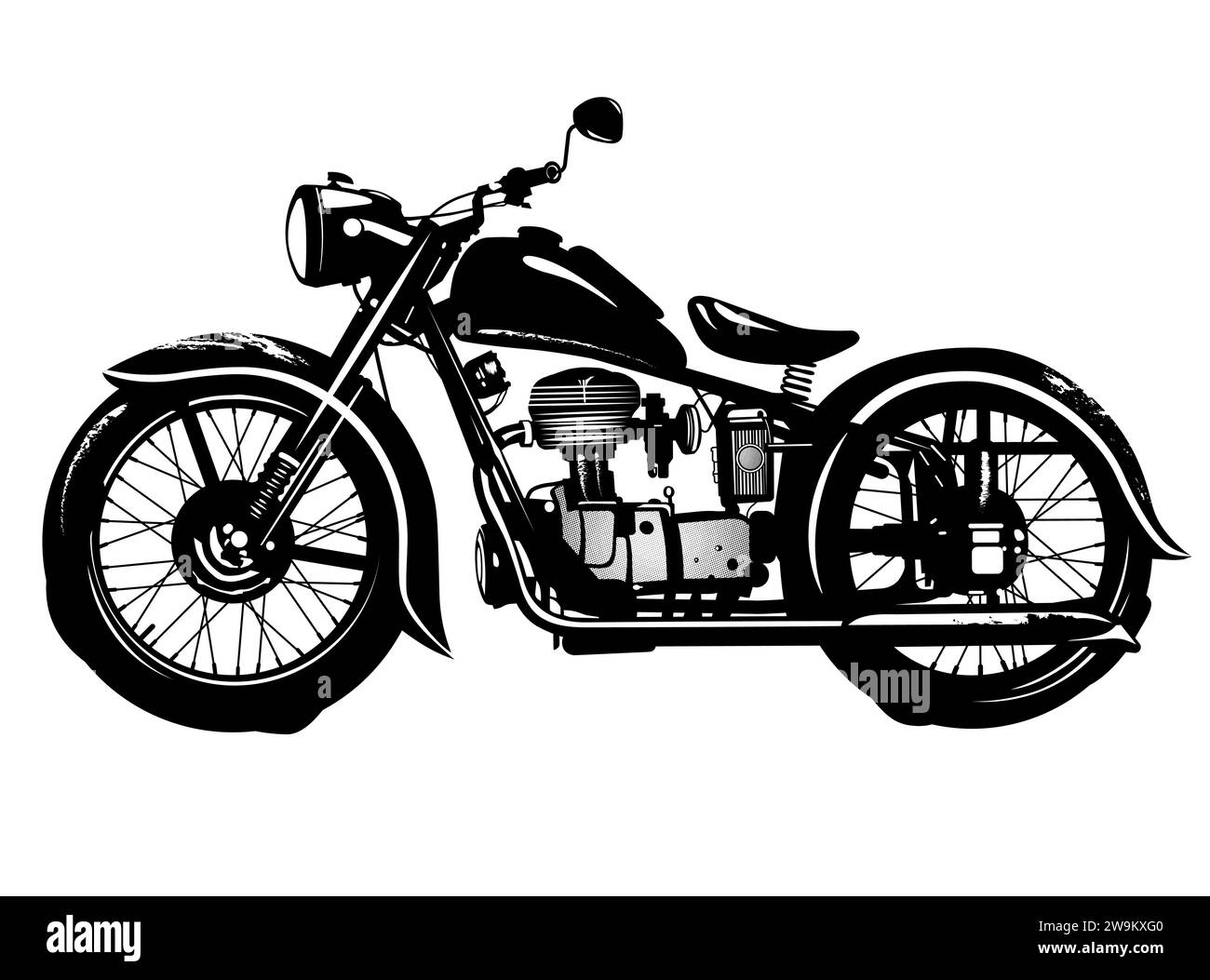 Hand Drawn Engraving Pen and Ink Motorcycle Vintage Vector Illustration ...