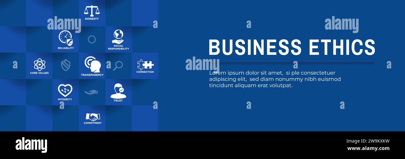 Business Ethics Web Header Banner - Values and Integrity Icons Stock ...