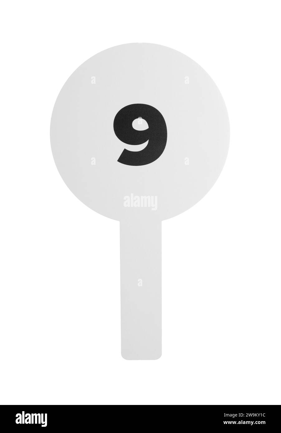 Auction paddle with number 9 isolated on white Stock Photo - Alamy