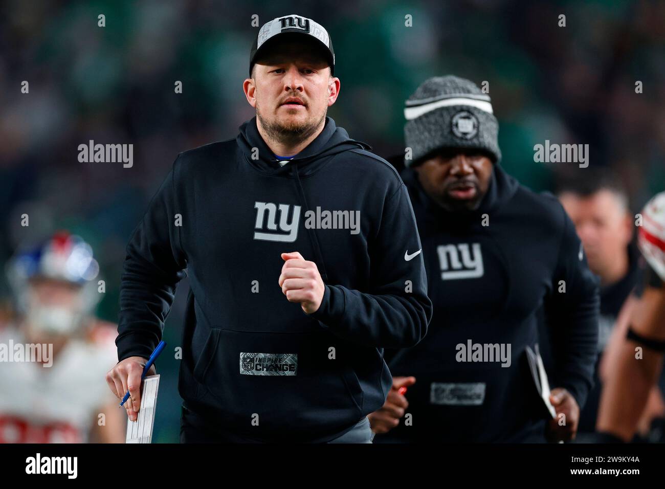 New York Giants quarterbacks coach Shea Tierney looks on during an NFL ...