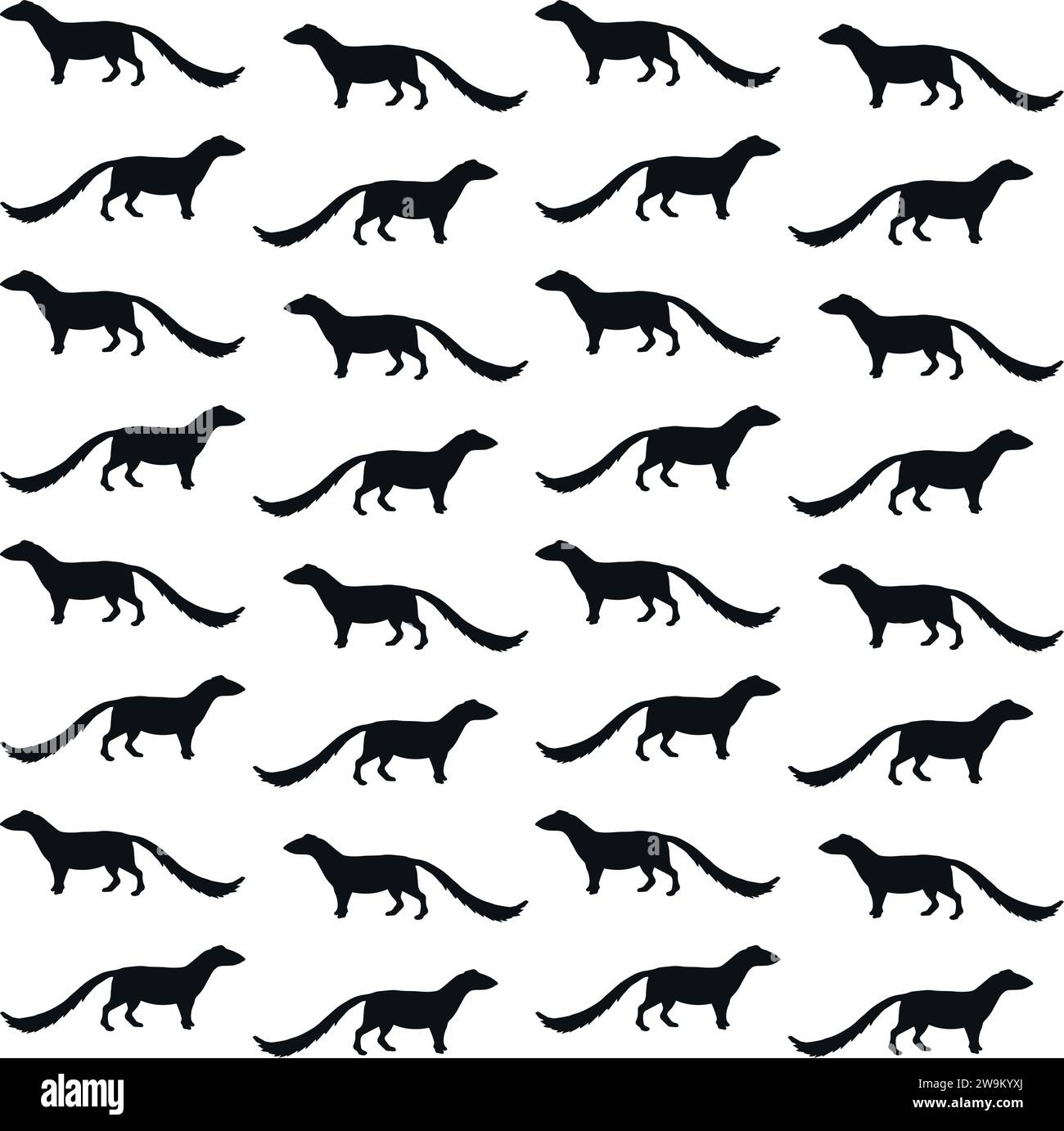 Vector seamless pattern of hand drawn mongoose silhouette isolated on ...