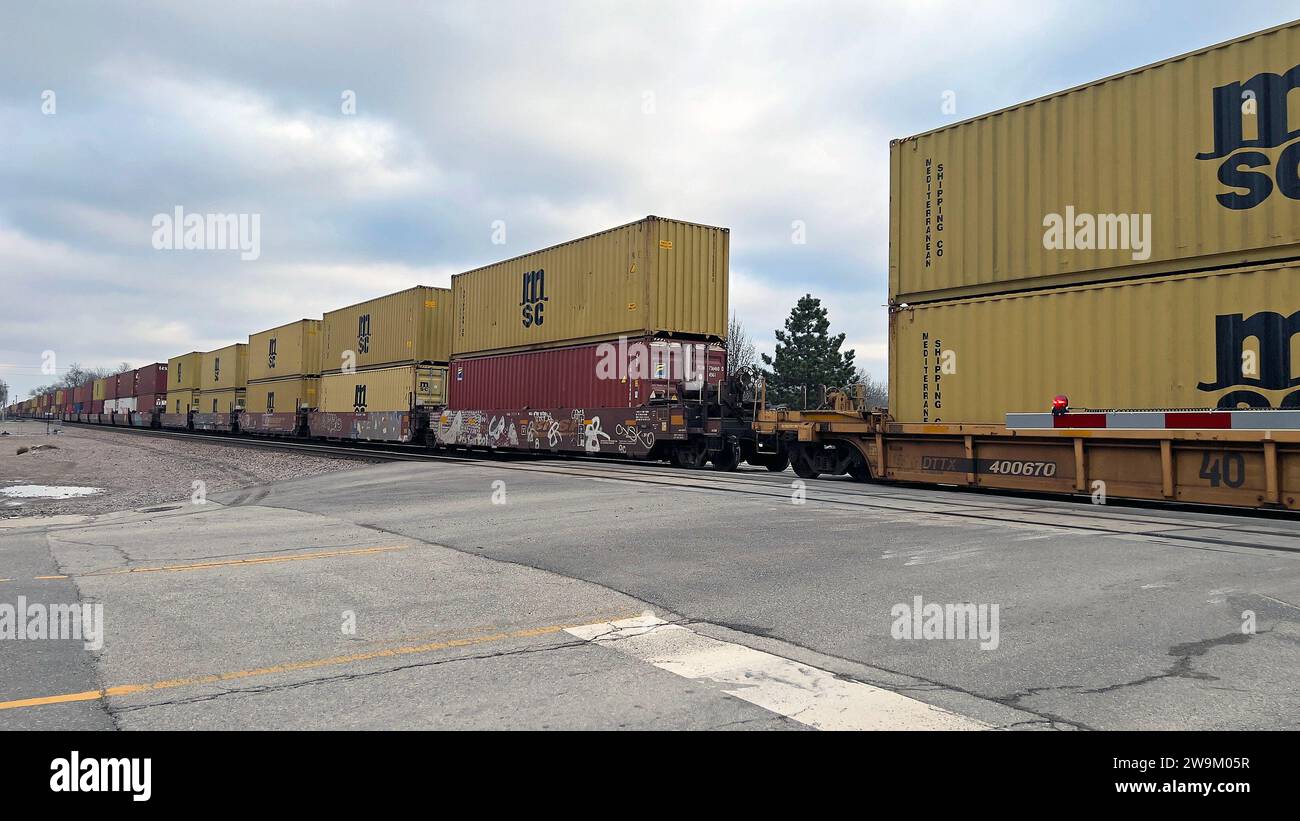 EMPORIA, KANSAS, USA - DECEMBER 28, 2023 A Burlington Northern Santa Fe ...