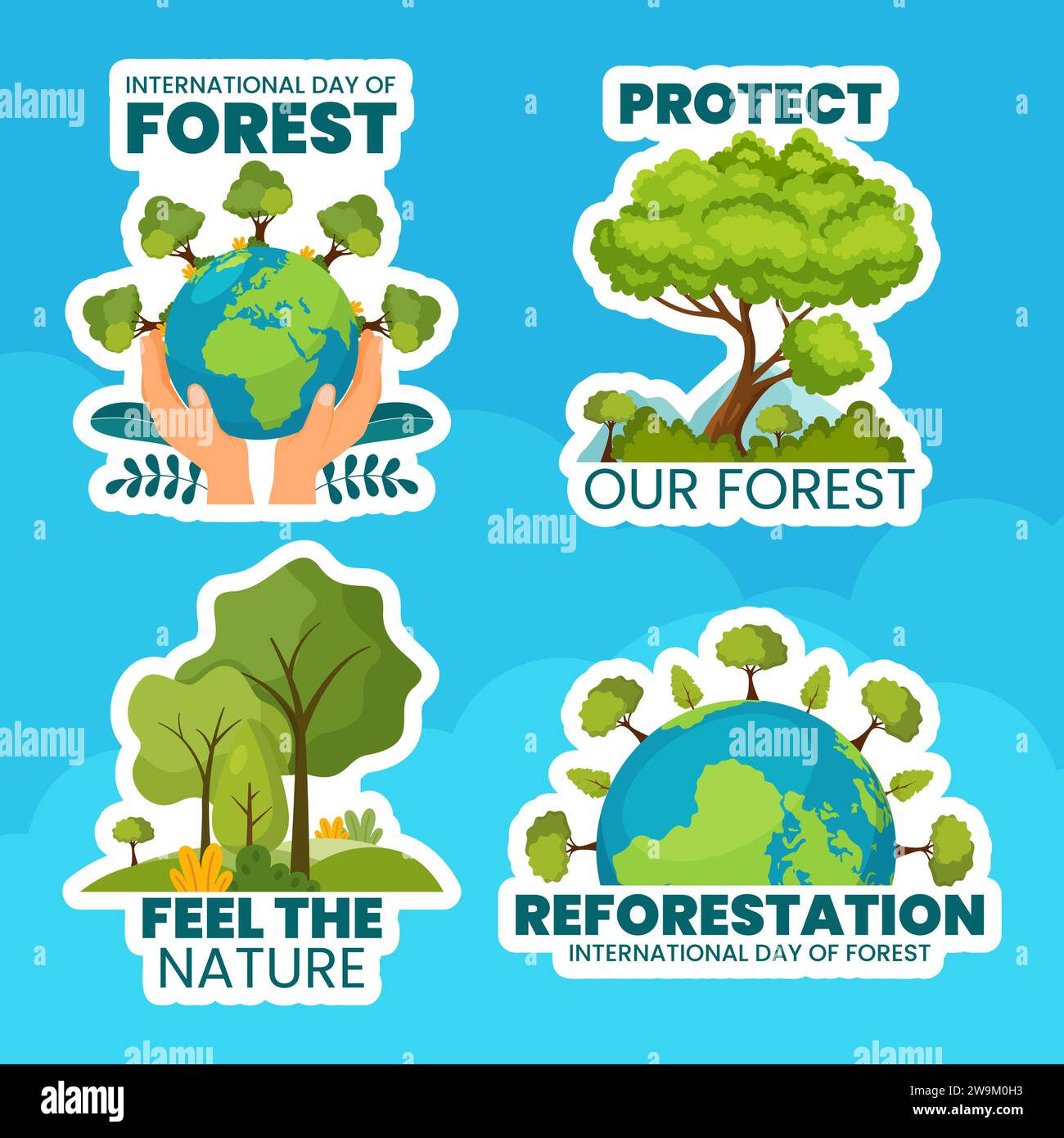 Forest Day Label Flat Cartoon Hand Drawn Templates Background ...
