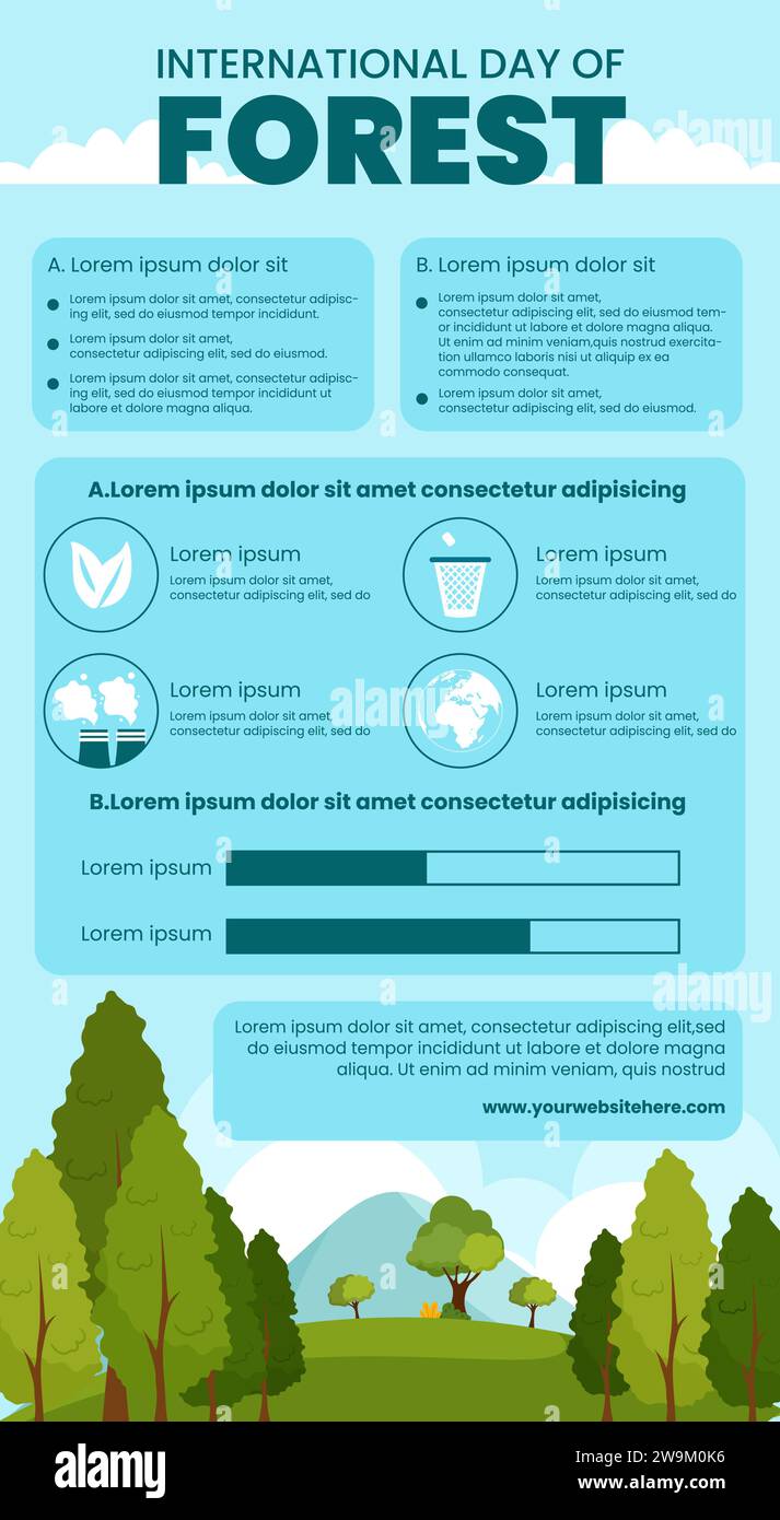Forest Day Infographic Flat Cartoon Hand Drawn Templates Background ...