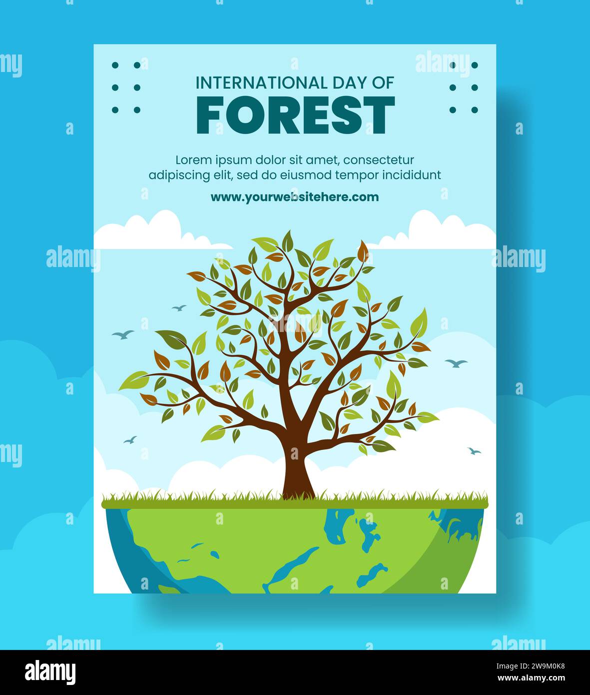 Forest Day Vertical Poster Flat Cartoon Hand Drawn Templates Background ...