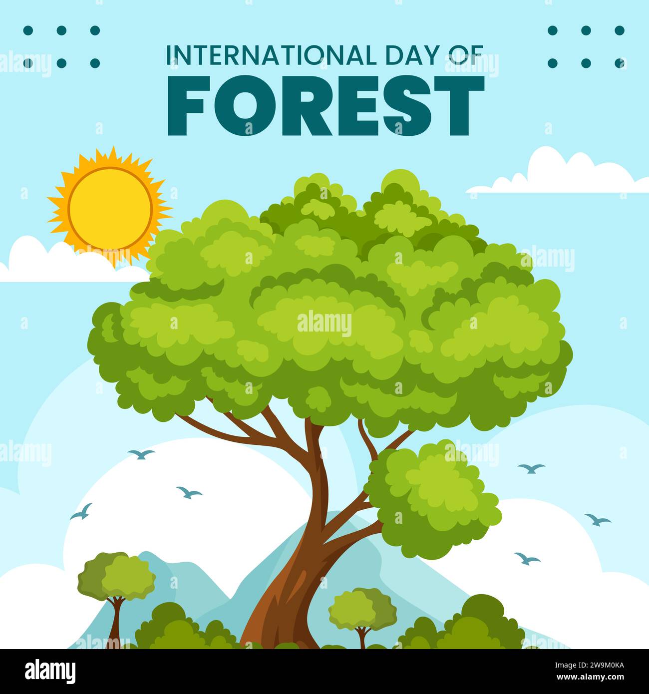 Forest Day Social Media Illustration Flat Cartoon Hand Drawn Templates ...