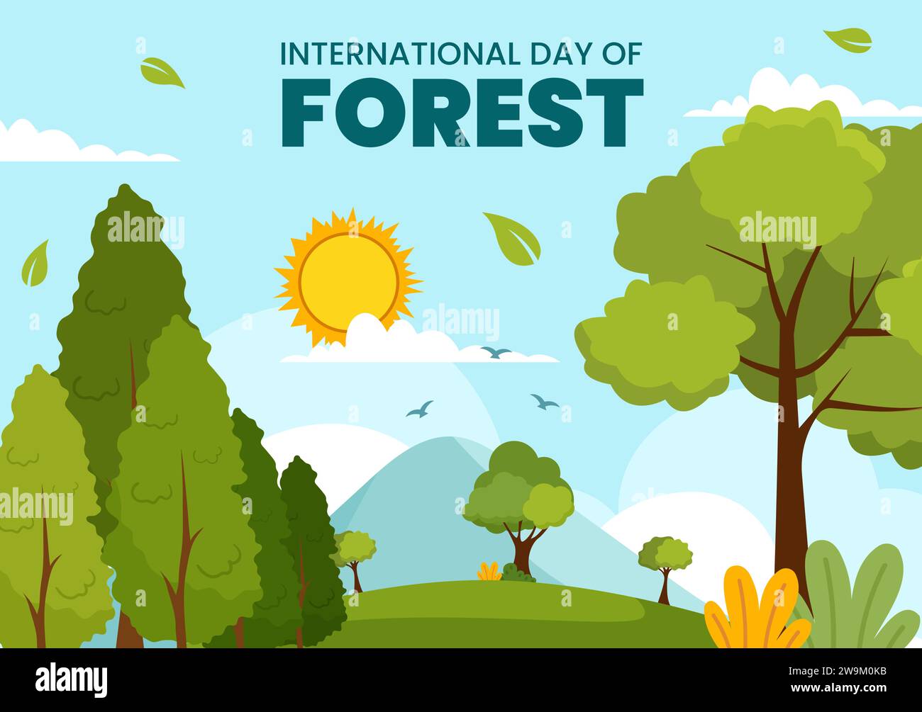 Forest Day Social Media Background Flat Cartoon Hand Drawn Templates ...