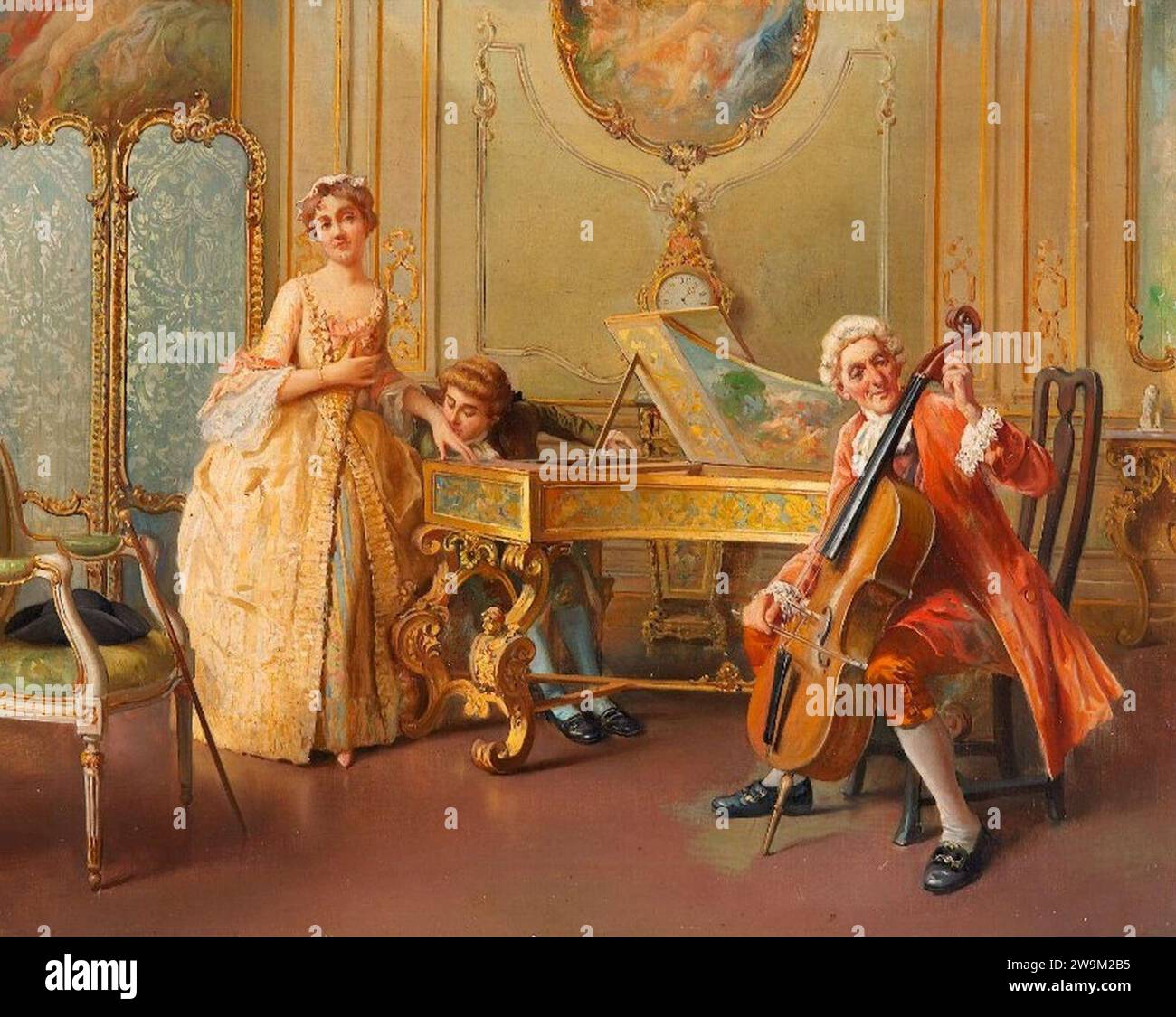 Zoppi Antonio 1860-1926 Rococo music scene Stock Photo - Alamy