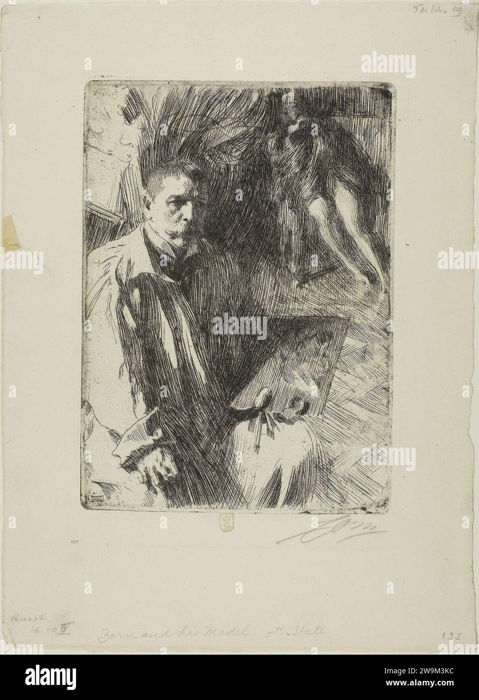 Zorn - Self-Portrait with Model II, 1913.1032 Stock Photo - Alamy