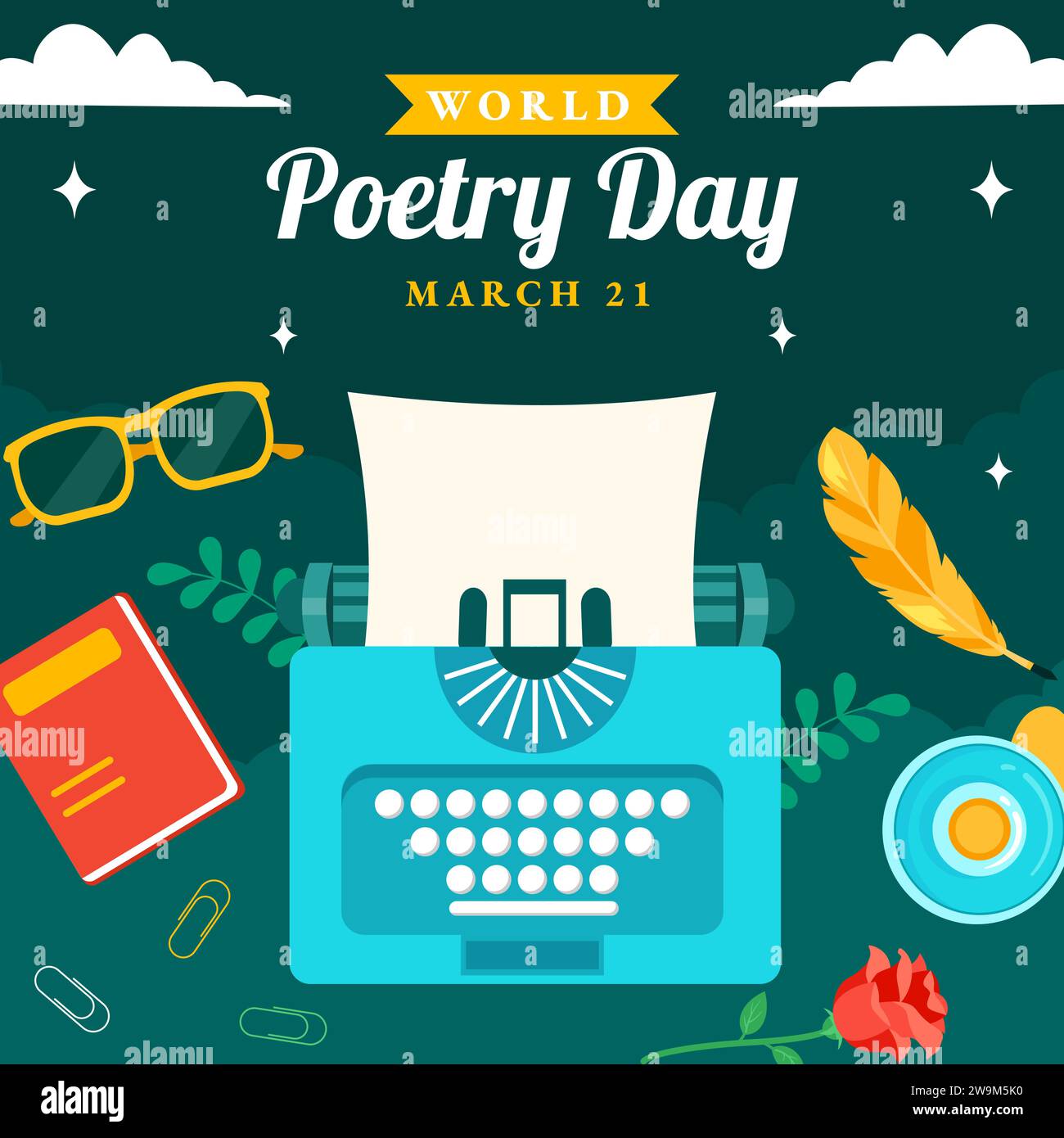 Poetry Day Social Media Illustration Flat Cartoon Hand Drawn Templates ...