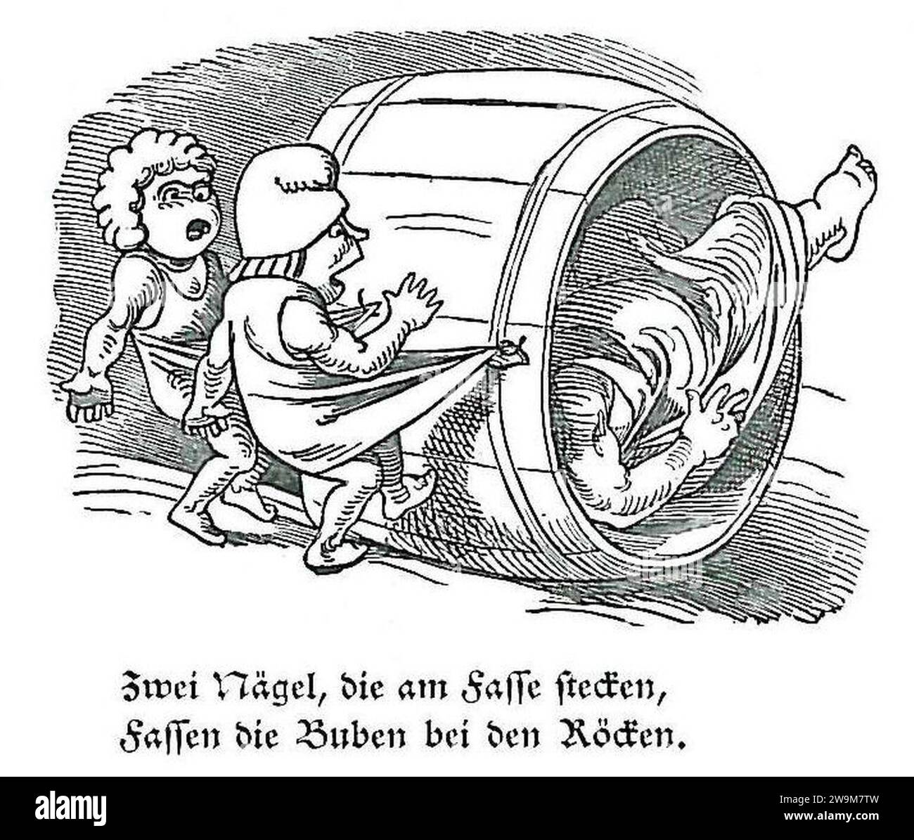 Zwei Naegel, die am Fasse stecken Stock Photo - Alamy