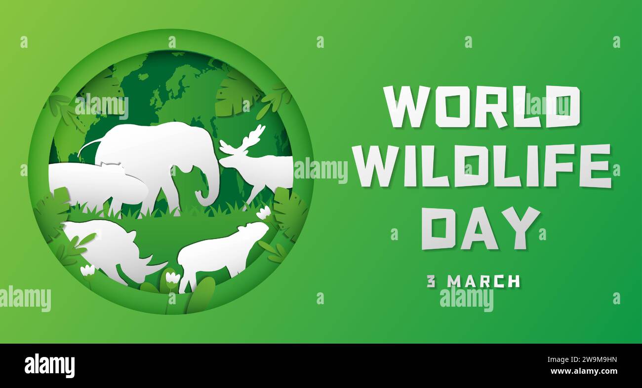 world wildlife day banner illustration in paper art style Stock Vector ...