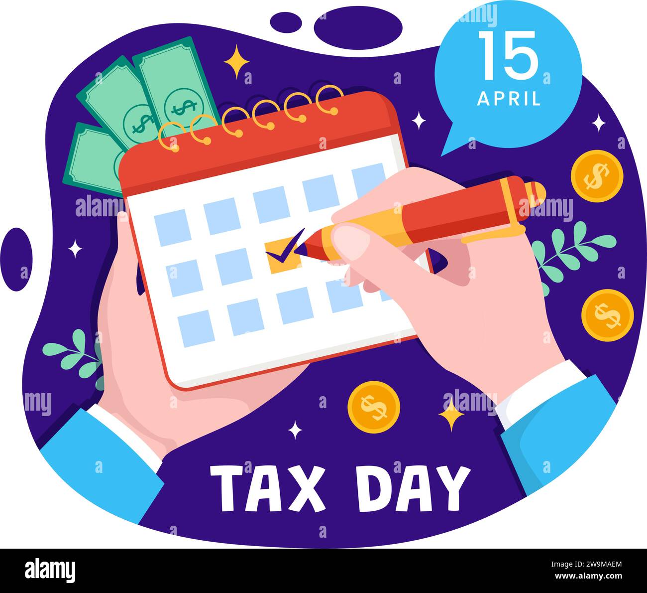Happy Tax Day Vector Illustration on 15 April with Clipboard Tax Form ...