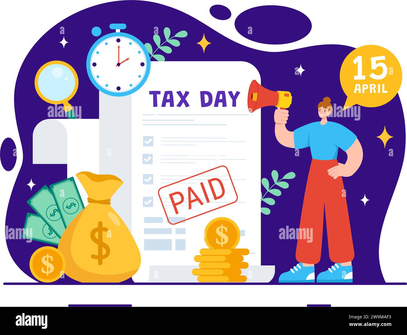 Happy Tax Day Vector Illustration on 15 April with Clipboard Tax Form ...