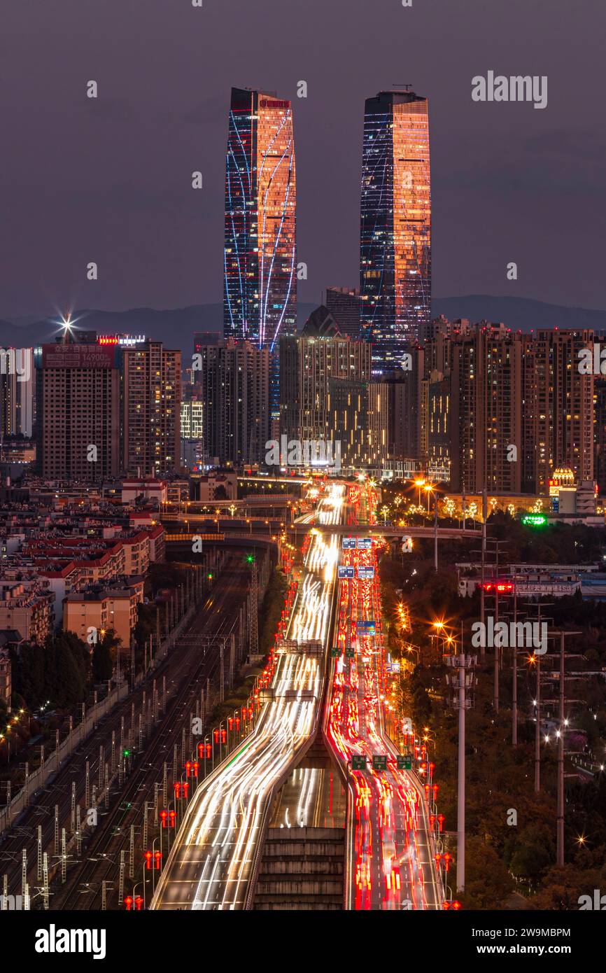 Aerial view of congested road and railway in China Stock Photo - Alamy