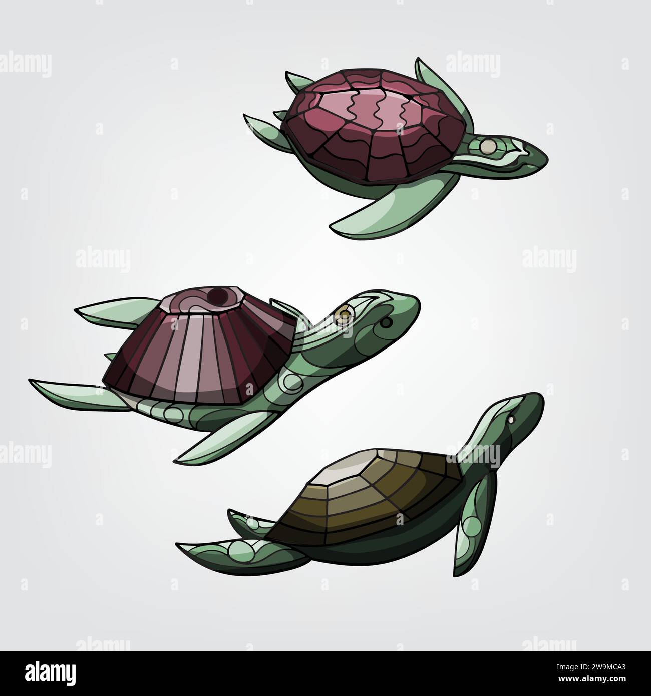 Vector illustration of isolated cartoon turtles Stock Vector Image ...