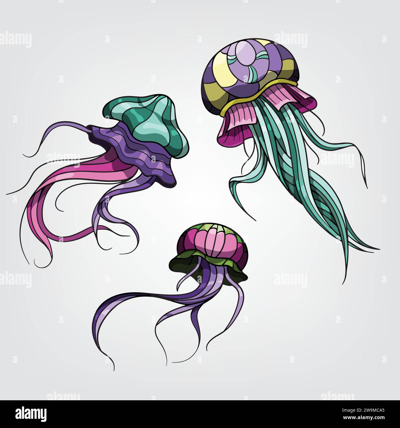 Vector illustration of isolated cartoon jellyfish Stock Vector Image ...