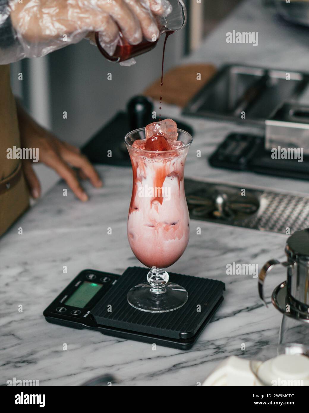 The vibrant allure of this refreshing red milkshake, a delightful ...