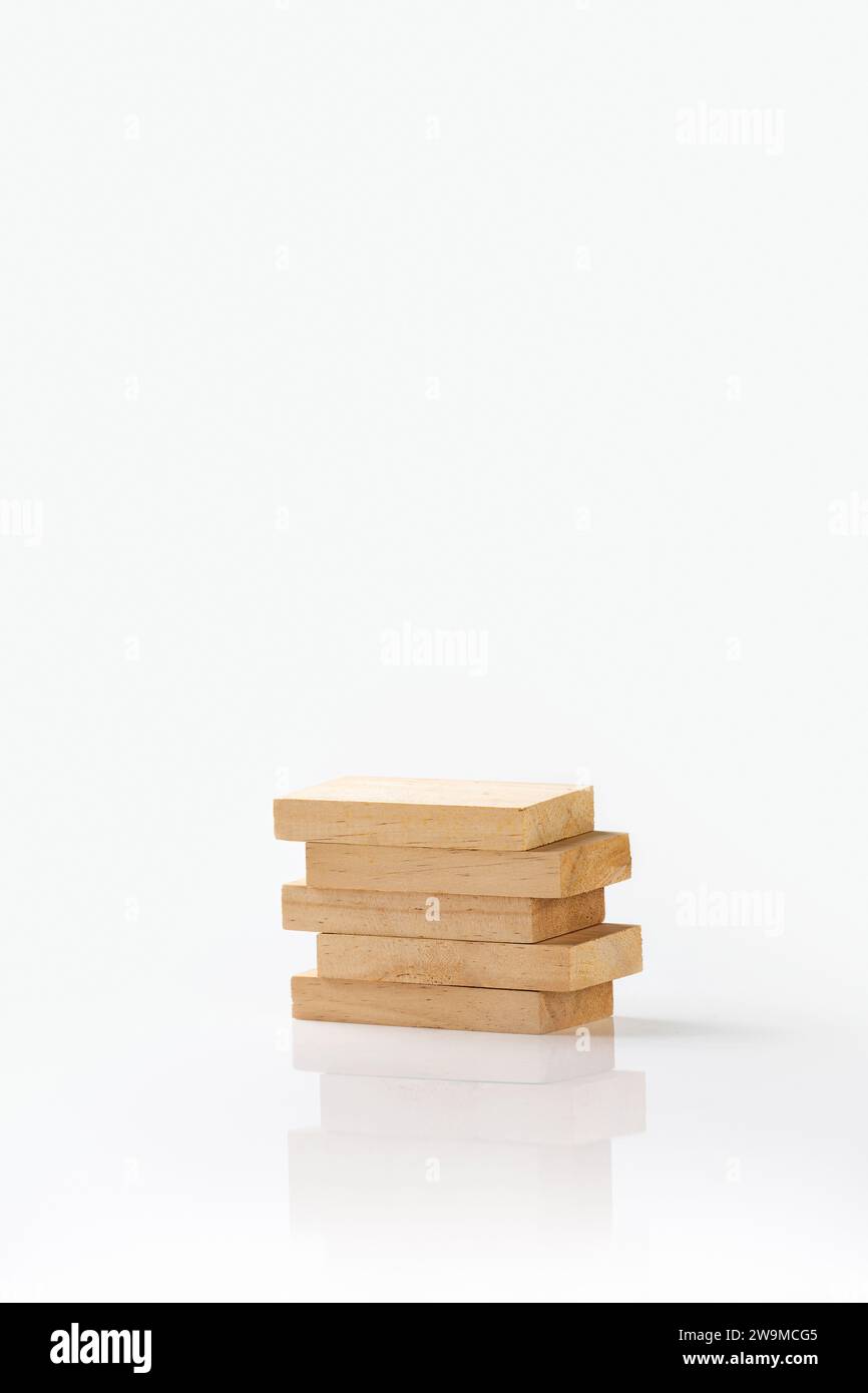 Stack of wooden blocks isolated over a white background Stock Photo - Alamy