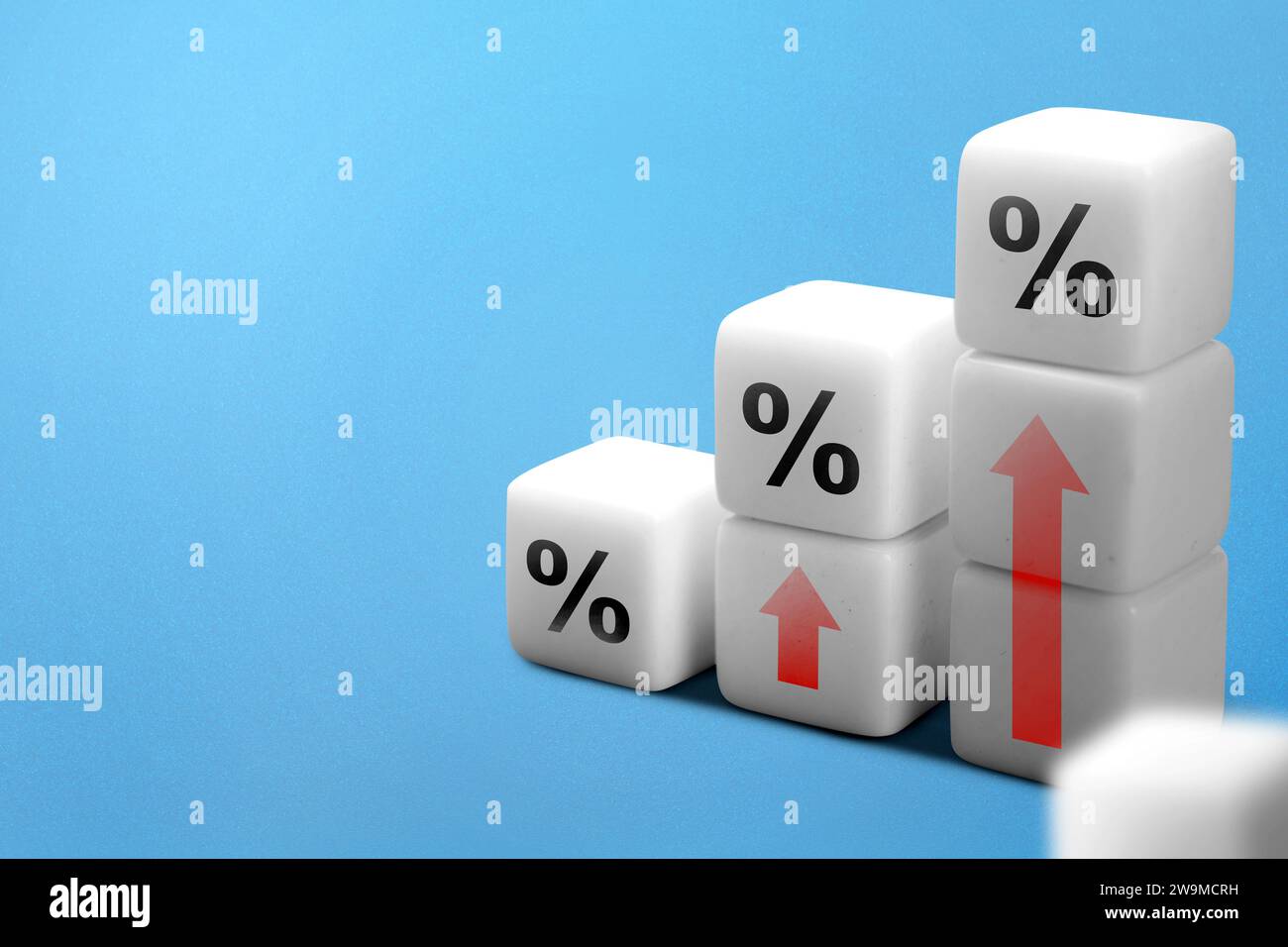 A stair of small cubes with an INFLATION symbol on a colored background ...