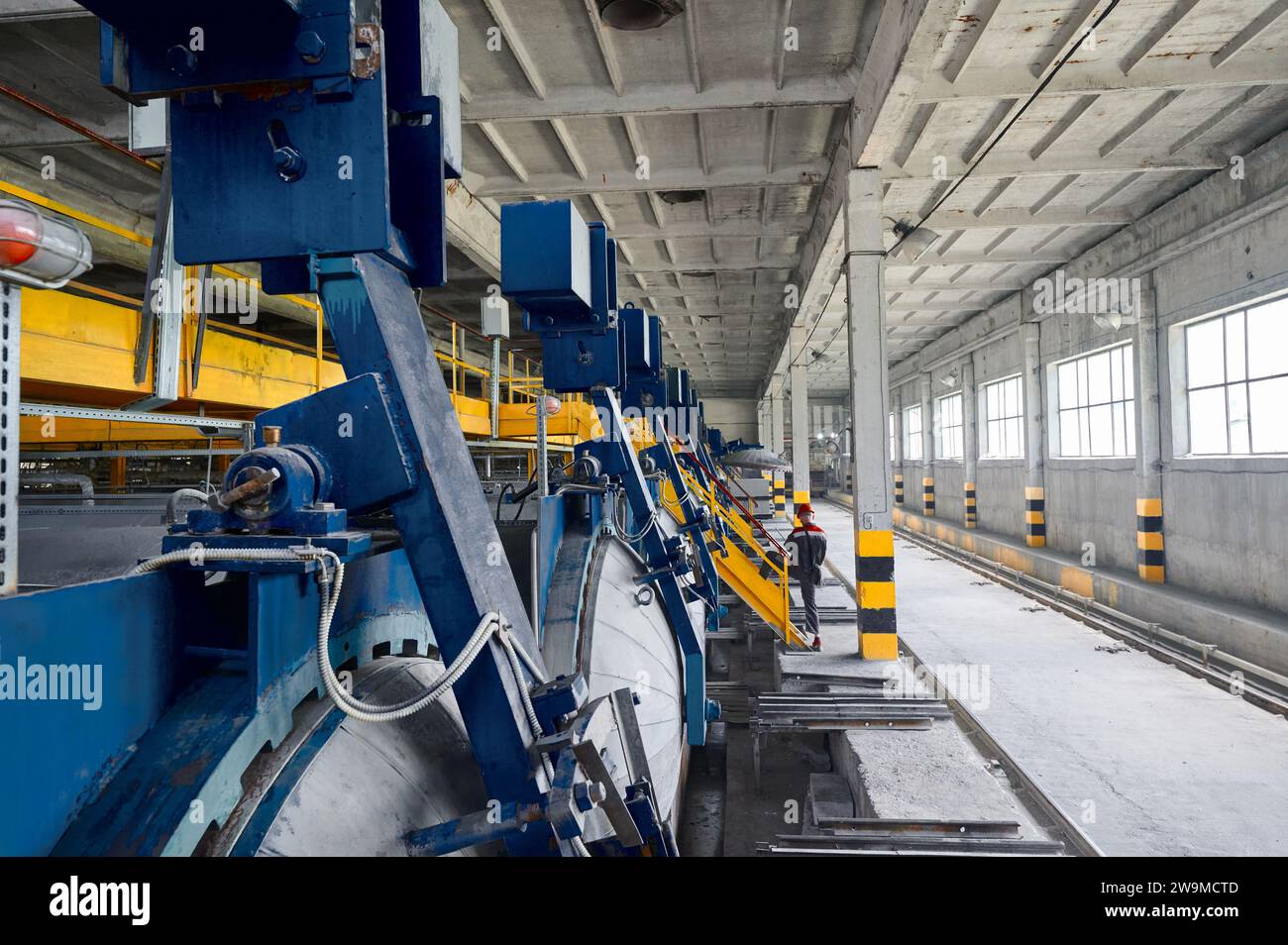 Autoclave workshop with tanks for silica blocks hardening Stock Photo ...