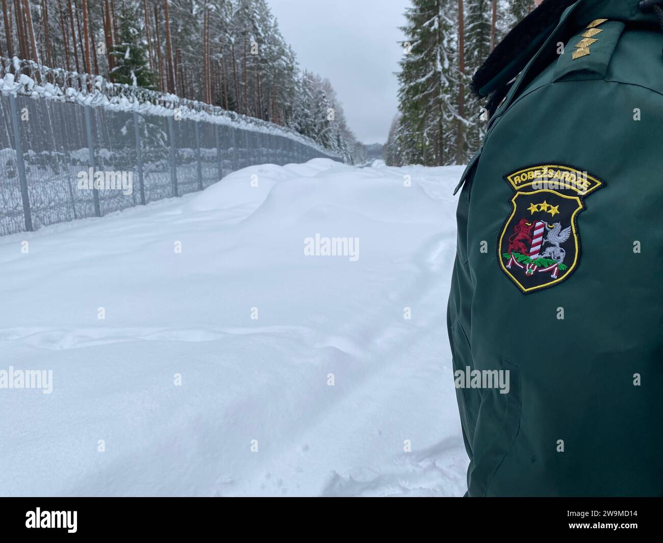 Silene, Latvia. 13th Dec, 2023. The coat of arms of the Latvian Border ...