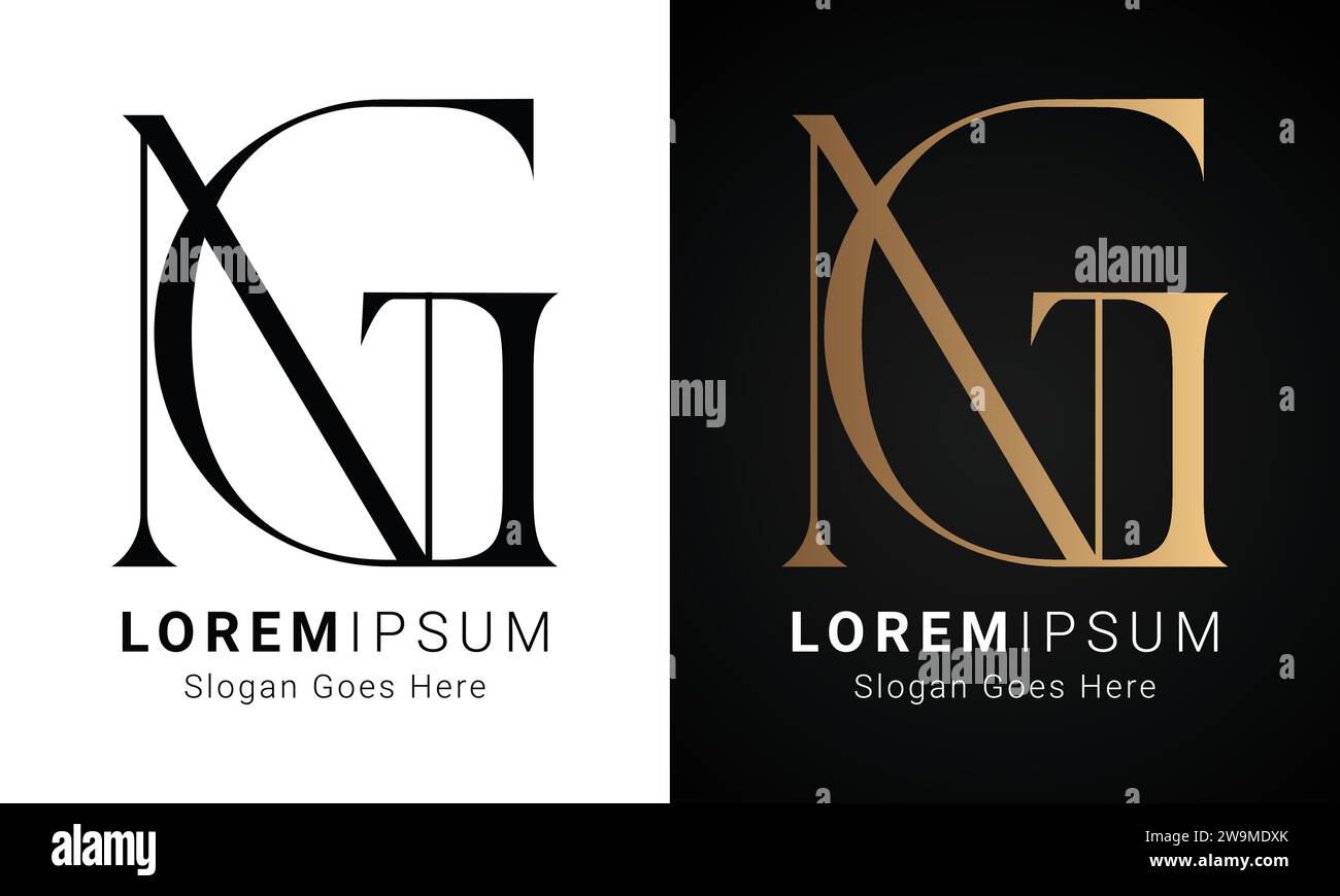 Luxury Initial GN or NG Monogram Text Letter Logo Design Stock Vector ...
