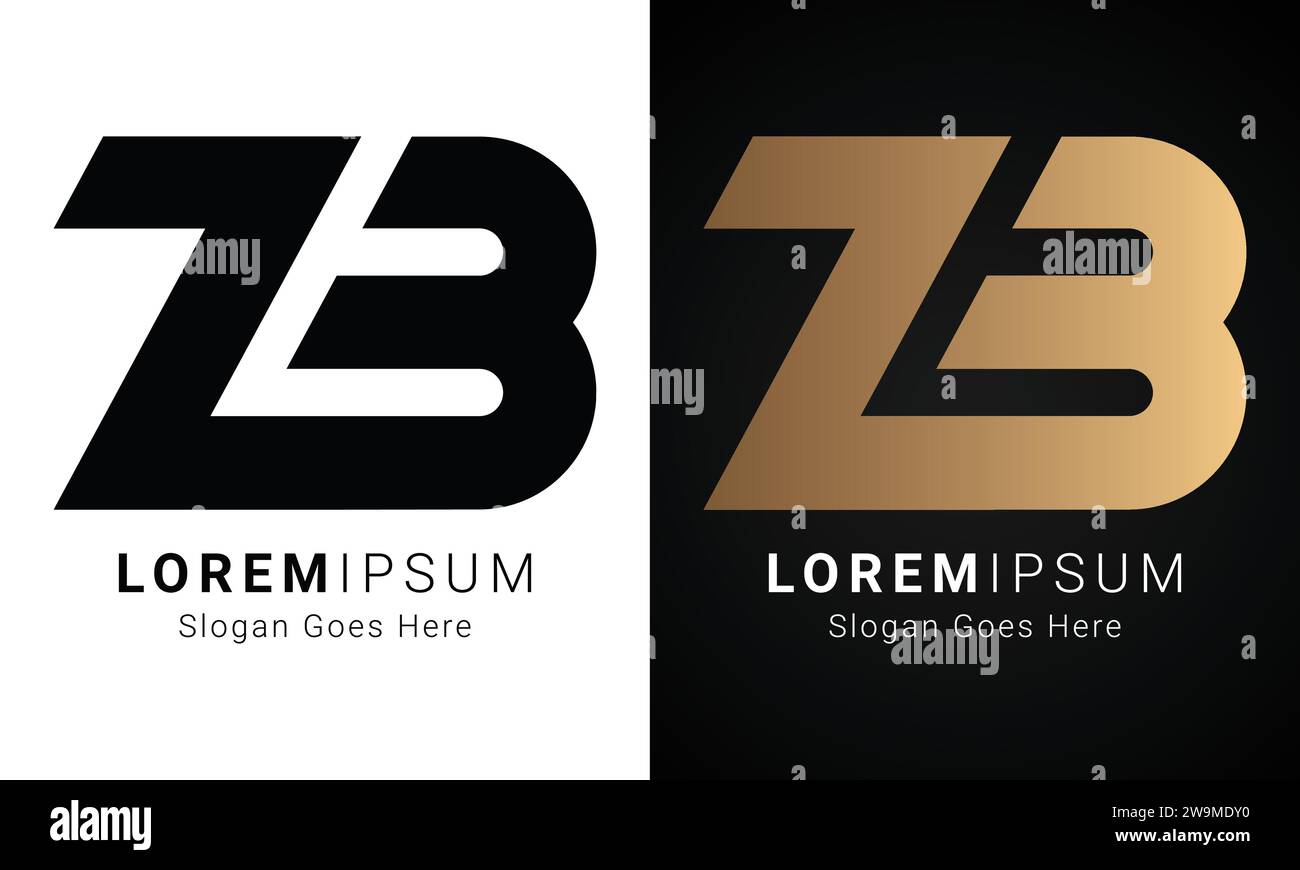 Luxury Initial ZB or BZ Monogram Text Letter Logo Design Stock Vector ...