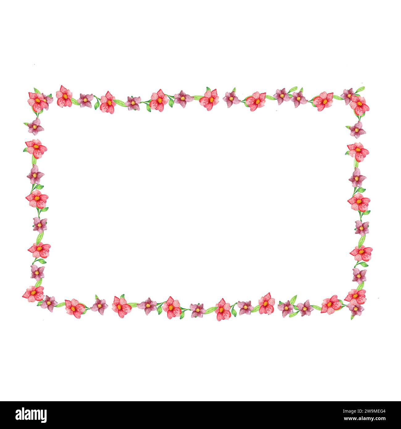 floral rectangular frame . Light , bright, watercolor, summer ...