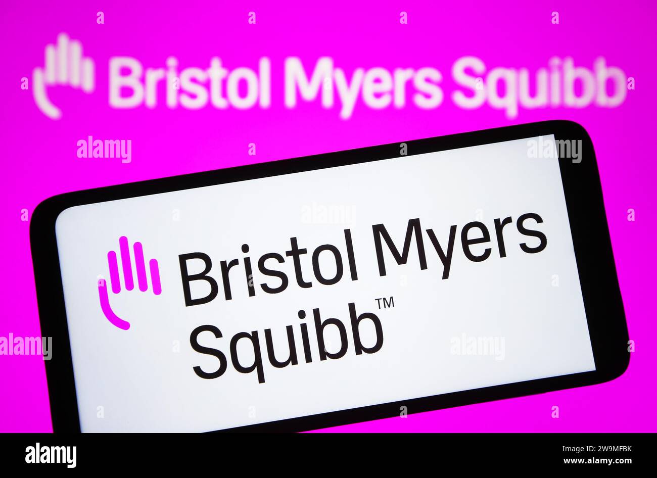 Ukraine. 29th Dec, 2023. In this photo illustration, Bristol Myers ...