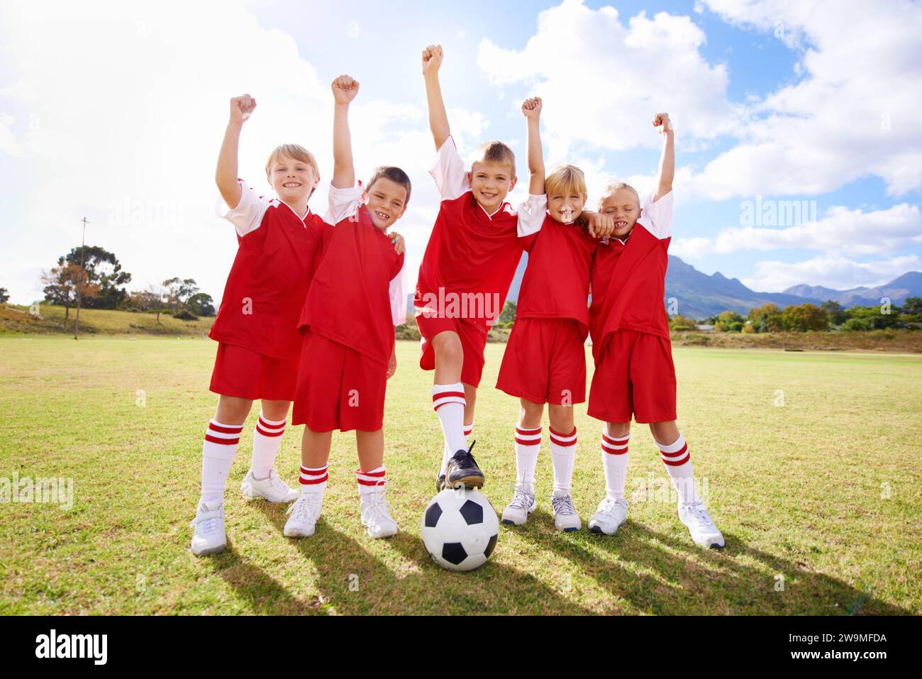 Happy children celebrating victory hi-res stock photography and images ...