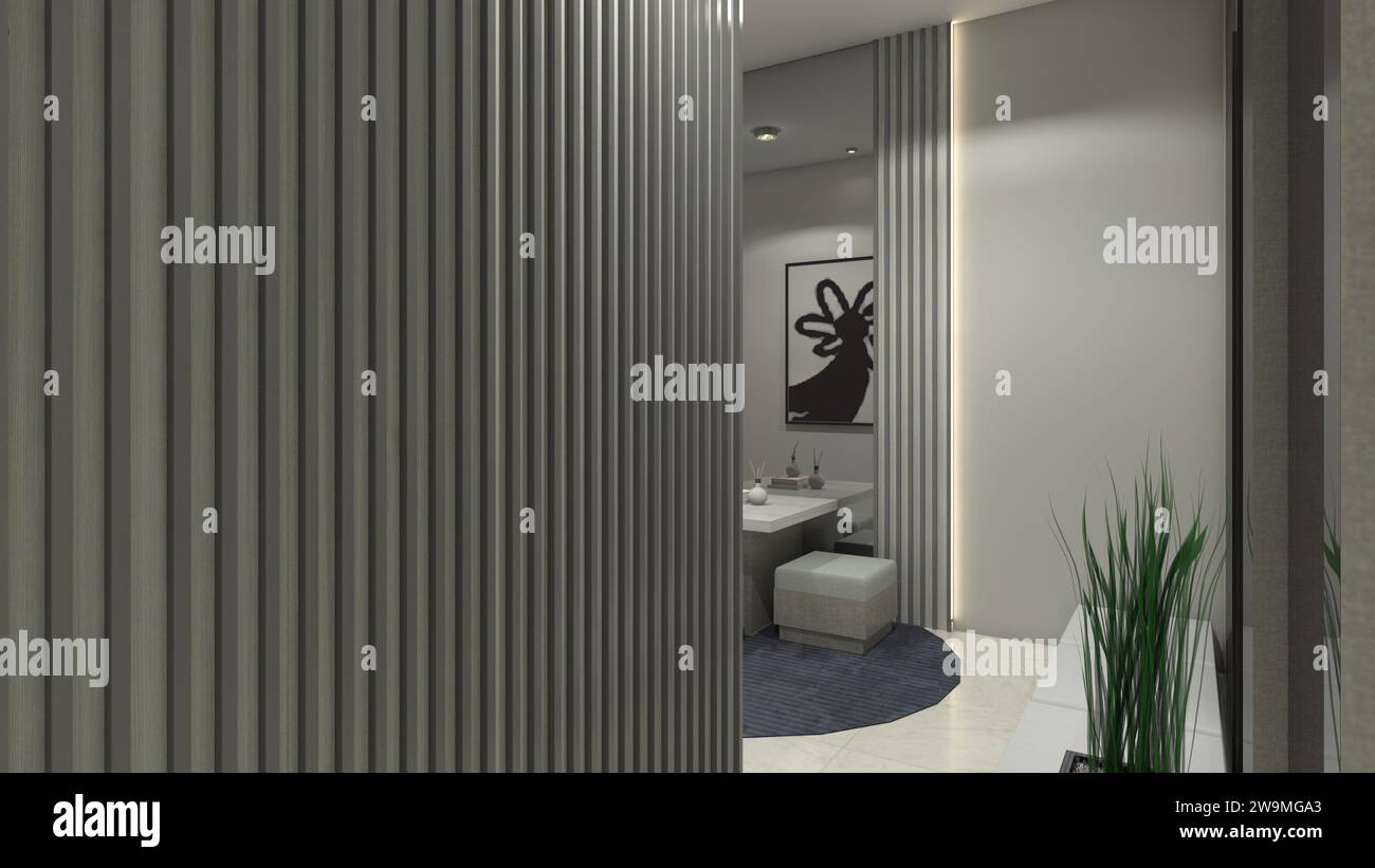 Simple Slat Wall Panel Ideas for Interior Decoration Room Stock Photo ...