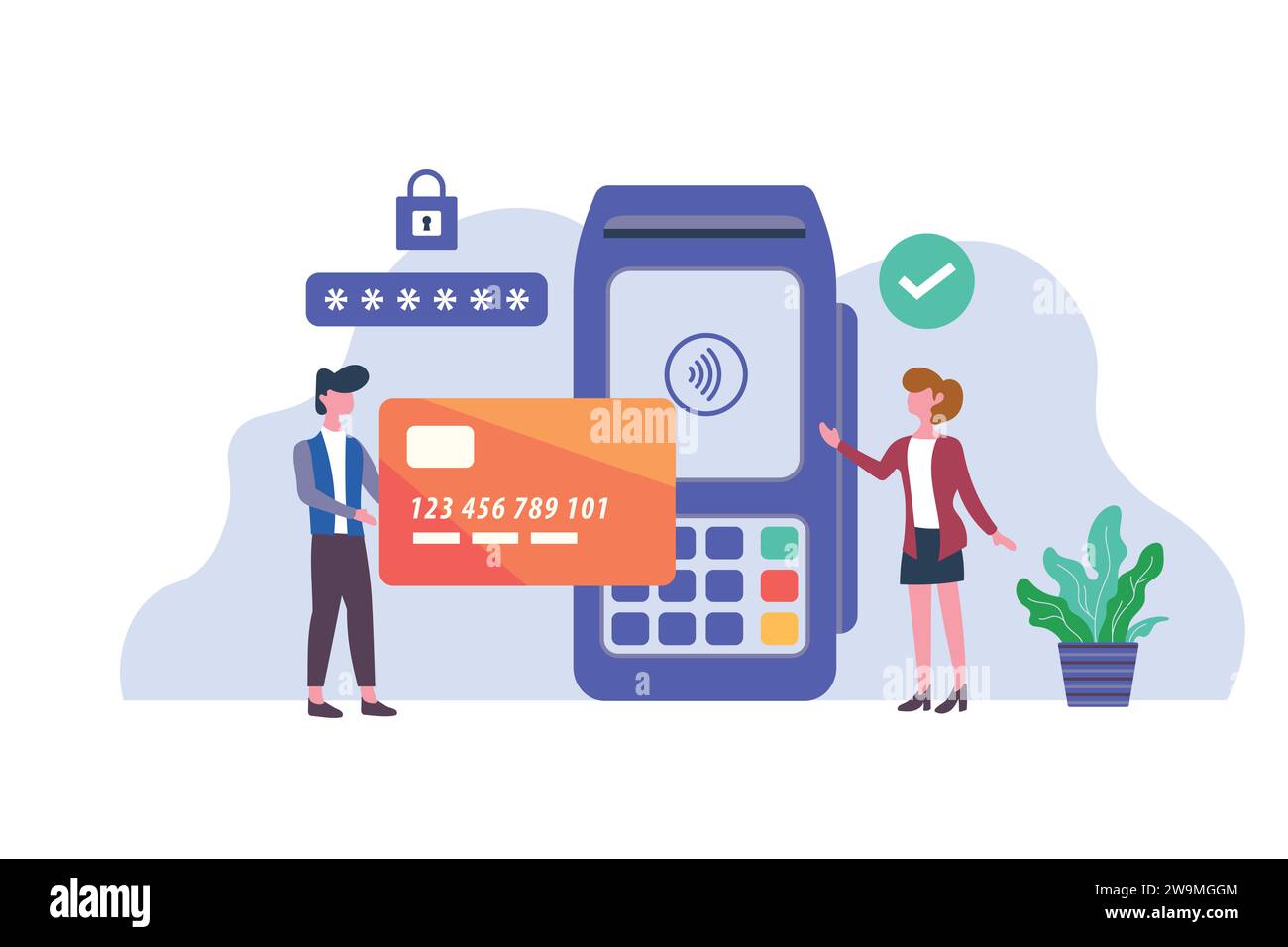 Security system in contactless payment concept, Vector illustration in flat style Stock Vector ...
