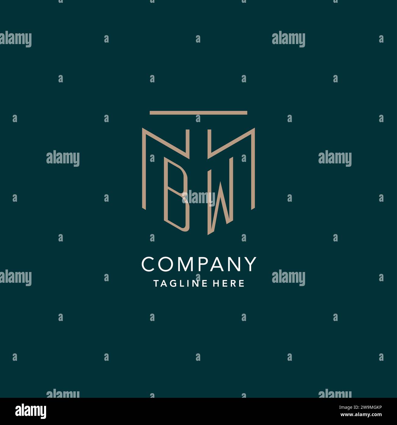 Luxury modern BW logo monogram with geometric monoline style vector ...