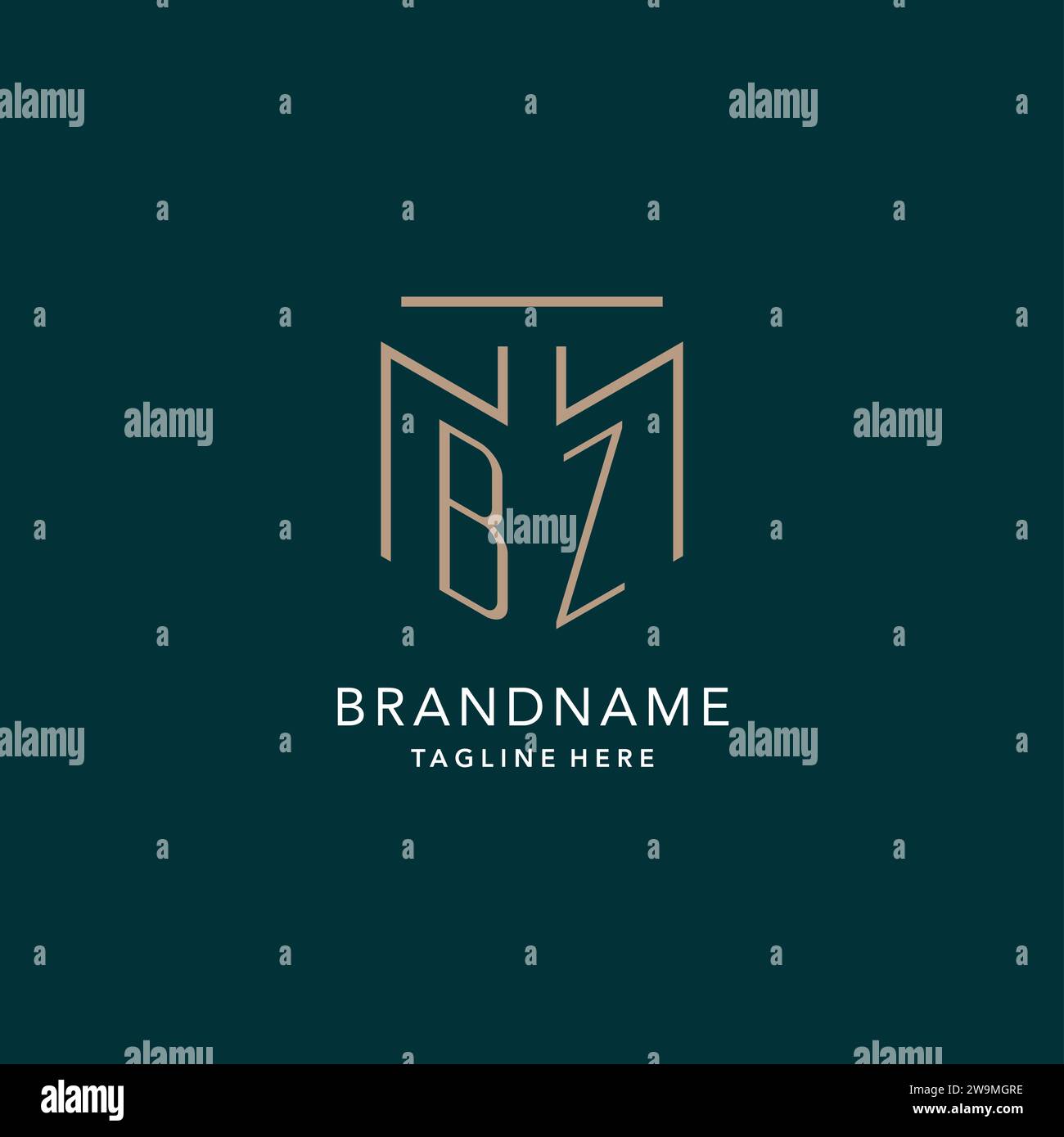Luxury modern BZ logo monogram with geometric monoline style vector ...