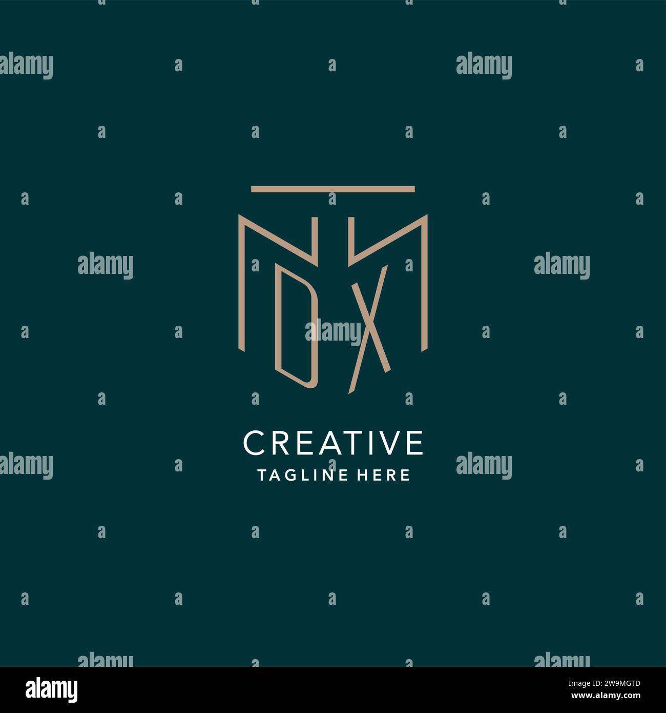 Luxury modern DX logo monogram with geometric monoline style vector ...
