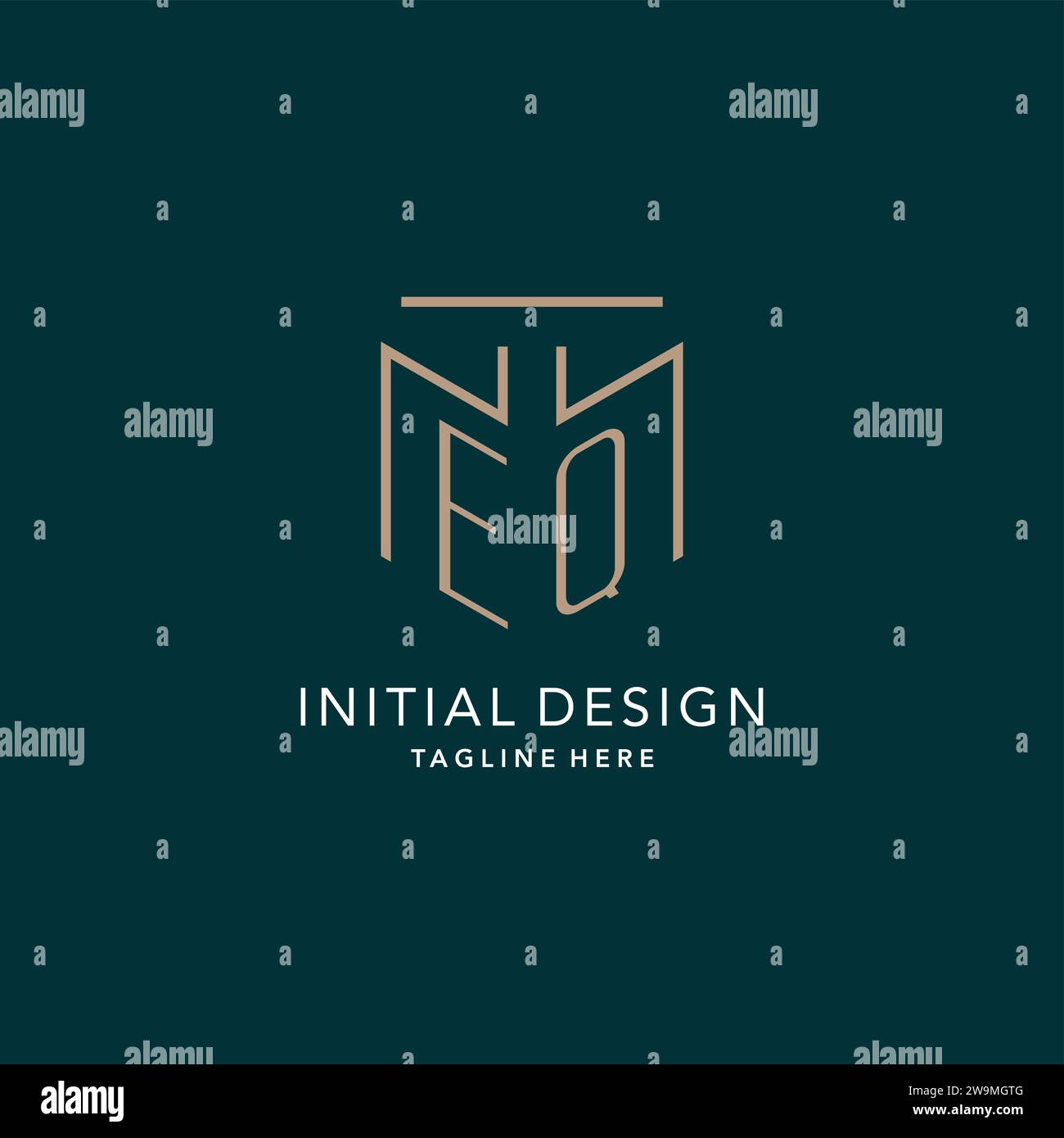 Luxury modern EQ logo monogram with geometric monoline style vector ...