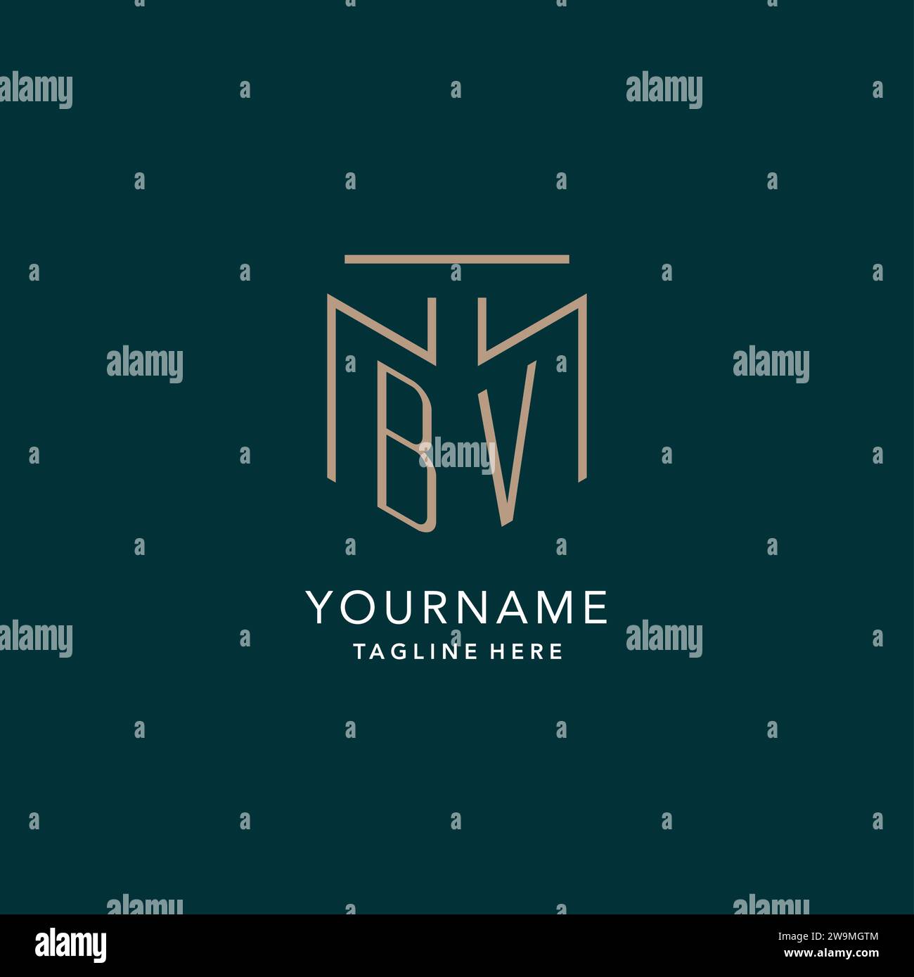Luxury modern BV logo monogram with geometric monoline style vector ...
