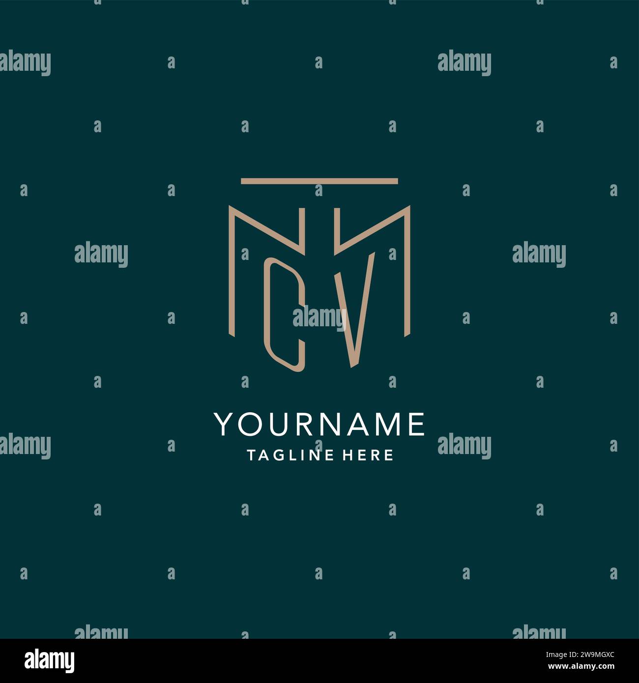 Luxury modern CV logo monogram with geometric monoline style vector ...